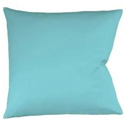 Kissenbezug Fleuresse "Colours Mako Satin, 100% Baumwolle, mit Reißverschluss", blau (petrol), B:80cm L:80cm, Mako-Satin, Mako-Satin, Kissenbezüge, Mako Satin, glänzend, glatt, Premium Qualität