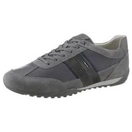 Sneaker Geox "U WELLS C", Damen, Gr. 45, grau (dunkelgrau), Synthetik, Textil, Veloursleder, Schuhe Sneaker, Casual Schuh, Schn&uuml;rschuh mit Logoverzierung