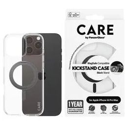 CARE BY PANZERGLASS Handyhülle "Kickstand Case für Apple iPhone 16 Pro Max", schwarz (schwarz, transparent), B:11cm H:1,9cm T:19,6cm, Hüllen, Backcover, Schutzhülle, Handyschutzhülle, Case, Schutzcase, stoßfest