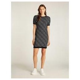 Strickkleid Tommy Jeans "TJW SCRIPT AOP SWEATER DRESS", Damen, Gr. S (36), N-Gr, schwarz, Strick, Obermaterial: 95% Baumwolle, 5% Polyamid, gemustert, schmal mini, Rundhals, Rippstrickbündchen, Kleider, mit Logo-Allover-Muster
