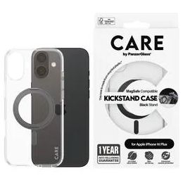 CARE BY PANZERGLASS Handyhülle "Kickstand Case für Apple iPhone 16 Plus", schwarz (schwarz, transparent), B:10,9cm H:1,9cm T:19,6cm, Hüllen, Backcover, Schutzhülle, Handyschutzhülle, Case, Schutzcase, stoßfest
