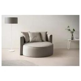 XXL-Sessel "Isalie, Lesesessel, Loveseat, inklusive Zierkissen", grau (taupe), B:153cm H:98cm T:145cm, LeGer Home by Lena Gercke, Sessel, extra große Sitzfläche, optional mit Hocker, Cord, Samt, Bouclé
