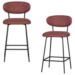 Barhocker Woood "Kjeld", rot (rouge), B:46 H:93 T:52, Hocker, gepolstert mit gewebtem Stoff, Höhe 93 cm