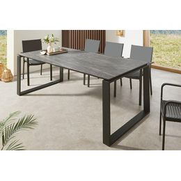 Riess Ambiente Moderner Gartentisch FLOATING 210cm anthrazit Keramik wetterfest Outdoor Esstisch Riess-Ambiente rechteckig 8+ Personen