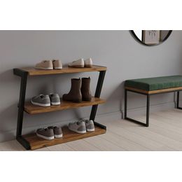 Riess Ambiente Massives Schuhregal MAMMUT 75cm braun honey finish Akazienholz Regal Riess-Ambiente Industrie & Loft Landhaus Natur