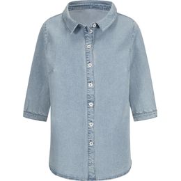 Heine Damen Jeansbluse in leichter Used-Waschung blue-bleached Gr&ouml;&szlig;e 50