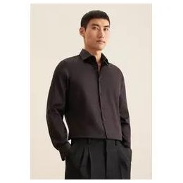 Businesshemd Seidensticker "Schwarze Rose", Herren, Gr. XL43, normale Ärmellängen, schwarz, 100% Baumwolle, unifarben, tailored fit, 2-Knopf-Manschette, Hemden, Shaped 1/1 Kentkragen Uni
