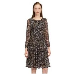 Sommerkleid Vera Mont "Damen Freizeitkleid mit Rundhalsausschnitt", Damen, Gr. 40, Normalgrößen, braun (braun, dunkelblau), Netz, Obermaterial: 95% Polyester, 5% Elasthan. Futter: 100% Polyester., tailliert kurz, Rundhals, Kleider, Muster