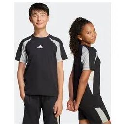 T-Shirt Adidas SPORTSWEAR "J CB T", Kinder, Gr. 176, schwarz (schwarz, wonder silber, weiß), Obermaterial: 100% Baumwolle, normal, Rundhals, Shirts