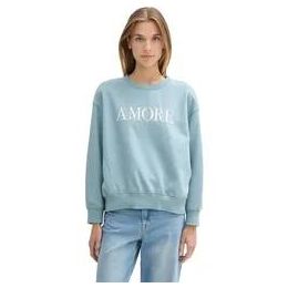 Sweatshirt Tom Tailor DENIM, Damen, Gr. XL(42), rosa (tourmaline), Sweatware, Obermaterial: 52% Baumwolle, 48% Polyester, bedruckt, Casual, loose fit taillenbedeckt, Rundhals, Rippbündchen, Sweatshirts, mit Schriftzug