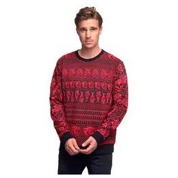 Sweatshirt Rusty Neal, Herren, Gr. M, rot (rot, schwarz), 76% Polyester, 22% Viskose, 2% Elasthan, mehrfarbig, normal, Rundhals, Sweatshirts, mit extravagantem Muster