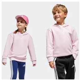 Kapuzensweatshirt Adidas SPORTSWEAR "LK SL FL HD", Kinder, Gr. 128, pink (clear pink, weiß), Obermaterial: 71% Baumwolle, 29% Polyester, Sweatshirts