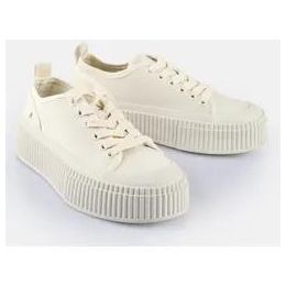 Sneaker Buffalo "MADISON", Damen, Gr. 39, beige (creme), Textil, Schuhe, Freizeitsneaker, Halbschuh, Schnürschuh mit Memory Foam Fußbett