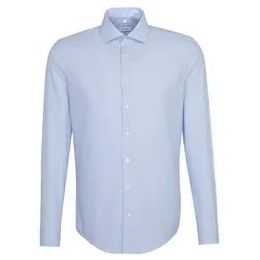 Businesshemd Seidensticker "Slim", Herren, Gr. XL (44), normale Ärmellängen, blau (hellblau), 100% Baumwolle, gestreift, slim fit, 2-Knopf-Manschette, Hemden, Slim Langarm Kentkragen Streifen