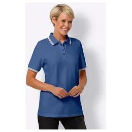 Poloshirt Classic Basics "Poloshirt", Damen, Gr. 52, blau (jeansblau), 95% Baumwolle, 5% Elasthan, gemustert, gestreift, Shirts