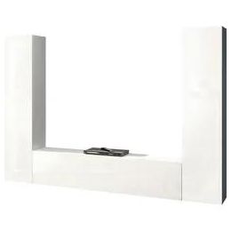 Wohnwand Inosign "Maruska", weiß (weiß hochglanz, weiß hochglanz), B:260cm H:180cm T:30cm, Spanplatte, Kastenmöbel-Sets