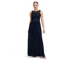 Abendkleid Vera Mont "Damen Abendkleid mit Spitze", Damen, Gr. 36, Normalgrößen, blau (night sky), Obermaterial: 100% Polyester. Futter: 100% Polyester., festlich, Basic schmal lang, Rundhals, Kleider, Spitze