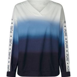 Heine Damen Sweatshirt mit Schriftzug marine-ecru-gemustert Gr&ouml;&szlig;e 50