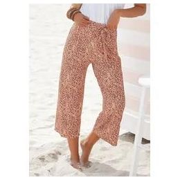Beach Time Culotte BEACHTIME, Damen, Gr. 34, N-Gr, rot (rot bedruckt), Jersey, Obermaterial: 95% Viskose, 5% Elasthan, bedruckt, figurumspielend 3/4-L&auml;nge, Hosen Culotte, mit Bl&auml;tterdruck und Bindeband, luftig-leichte Sommerhose
