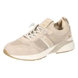 Slip-On Sneaker Mustang SHOES, Damen, Gr. 41, beige (beige, weiß), Lederimitat, Textil, Glitzer, Schuhe, Slipper, Sneaker, Freizeitschuh mit Glitzerapplikationen