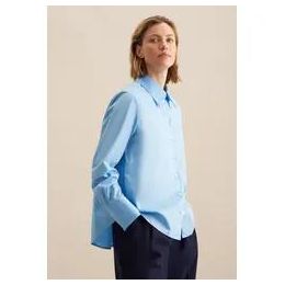 Hemdbluse Seidensticker "Schwarze Rose", Damen, Gr. 3XL (46), blau (hellblau), 100% Baumwolle, unifarben, regular fit, ohne Ausschnitt, Blusen, Langarm Kragen Uni