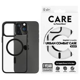 CARE BY PANZERGLASS Handyhülle "Urban Combat Case mit MagSafe für Apple iPhone 15 Pro Max", schwarz (schwarz, transparent), B:11cm H:2cm T:19,7cm, Hüllen, Backcover, Schutzhülle, Handyschutzhülle, Case, Schutzcase, stoßfest