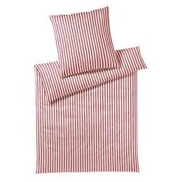 Bettwäsche Elegante "Double", rot (himbeerrot), B/L: 135cm x 200cm, 1 Stk., 1 Stk., Mako-Satin, B/L: 80cm x 80cm, 2 Stk., Mako-Satin, Obermaterial: 100% Baumwolle, Bettwäsche, angenehmes Hautgefühl