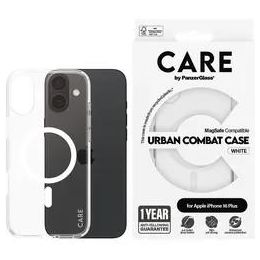 CARE BY PANZERGLASS Handyhülle "Urban Combat Case mit MagSafe für Apple iPhone 16 Plus", weiß (transparent, weiß), B:11cm H:1,8cm T:19,5cm, Hüllen, Backcover, Schutzhülle, Handyschutzhülle, Case, Schutzcase, stoßfest
