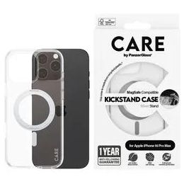 CARE BY PANZERGLASS Handyhülle "Feature Silver Kickstand MagSafe Apple iPhone 16 Pro Max", silber (silber, transparent), B:11cm H:1,9cm T:19,6cm, Hüllen, Backcover, Schutzhülle, Handyschutzhülle, Case, Schutzcase, stoßfest