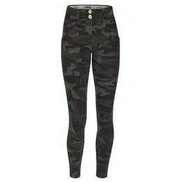 7/8-Hose Freddy "WRUP REGULAR SUPERSKINNY 7/8", Damen, Gr. XL (42), N-Gr, grün (camouflage grau, grün), Web, Obermaterial: 80% Baumwolle, 20% Elasthan, tarnfarben, figurbetont 7/8-Länge, Hosen, mit All-Over-Camouflage-Muster