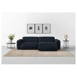 Ecksofa Trendmanufaktur "Braga, mit hochwertigem Kaltschaum, L-Form, in Cord erhältlich", blau (nachtblau), B:255cm H:72cm T:160cm, 100% Polyester, Sofas, modernes Sofa, Couch mit hohem Sitzkomfort, 255/72/160 cm (B/H/T)