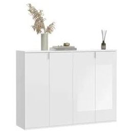 Garderoben-Set Inosign "Trondheim, Breite 122 cm, best. aus 2 Kommoden, 4 Türen, 12 Fächer", weiß (weiß nb, weiß hochglanz), B:122 H:97 T:34, Kastenmöbel-Sets, Kommode, Sideboard, Kommodenkombination, Kommoden Set