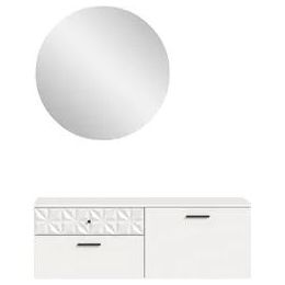 Garderoben-Set Inosign "VICENZA, 2-tlg., mit foraler Ornamentabsetzung in der Front", weiß, B:110cm H:192cm T:34cm, Kastenmöbel-Sets, best. aus.: Schuhschrank und Spiegelschrank