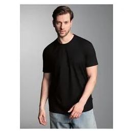 T-Shirt TRIGEMA "TRIGEMA Essential Tee", Herren, Gr. M, schwarz, 48% Baumwolle, 48% Micromodal, 4% Elastan, Basic, Shirts