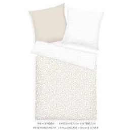 Bettwäsche Tom Tailor HOME "ORGANIC LEAVES in Gr. 135x200cm, 155x220cm oder 200x220cm", beige (sunny sand), B/L: 155cm x 220cm, 1 Stk., 1 Stk., Renforcé, B/L: 80cm x 80cm, 2 Stk., Renforcé, Obermaterial: 100% Baumwolle, Bettwäsche, new bedroom, mit farbigem Markenreißverschluss