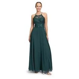 Abendkleid Vera Mont "Damen Abendkleid rückenfrei", Damen, Gr. 42, Normalgrößen, grün (dusty slate), Obermaterial: 100% Polyester recycelt. Besatz: 100% Polyamid. Futter: 100% Polyester., festlich, Basic schmal lang, Neckholder, Kleider, Spitze