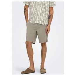 Only & Sons Chinoshorts ONLY & SONS "ONSMARK 0209 MELANGE SHORTS NOOS", Herren, Gr. S, N-Gr, fallen rock, Obermaterial: 64% Viskose, 31% Polyester, 5% Elasthan, unifarben, regular fit kniefrei, Hosen