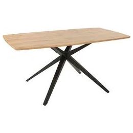 Esstisch Duo Collection "Tisch Emira", schwarz (wildeiche nachbildung, naturbraun, schwarz, wildeiche nachbildung, naturbraun), B:160cm H:77cm T:90cm, Tische, massives X-Metallgestell, Wildeichen Optik