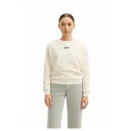 Sweatshirt BOSS ORANGE "Esweaty Premium Damenmode", Damen, Gr. XS (34), open weiß 118, Sweatware, Obermaterial: 100% Baumwolle, unifarben, Rundhals, Rippbündchen, Sweatshirts, im Oversized Look