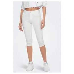Caprijeans Only "ONLRAIN – Skinny Fit mit mittlerer Leibhöhe für moderne Silhouette", Damen, Gr. S (36), N-Gr, weiß, Denim/Jeans, Obermaterial: 53% Viskose, 29% Baumwolle, 17% Polyester, 1% Elasthan, unifarben, skinny fit knielang, Jeans, skinny fit, Denim/Jeans, Viskosemischung, unifarben, pflegeleicht