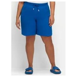 Bermudas sheego, Damen, Gr. 40, Normalgrößen, blau (kobaltblau), 100% Baumwolle, unifarben, Hosen