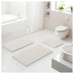 Badematte Grund "Caffi", beige (natur), H:20mm, Polyester, Badematten, Zeitlos schönes Wellenmuster, mit Hoch-Tief, 5 Jahre Garantie