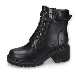 Schnürstiefelette Dockers BY GERLI, Damen, Gr. 39, schwarz, Lederimitat, Schuhe, Biker Boots mit Reißverschluss