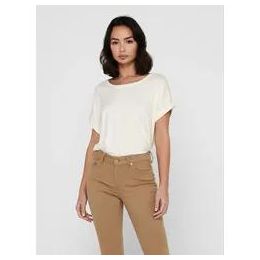 T-Shirt Only "ONLMOSTER – Kurzarmshirt mit Aufschlag und klassischem Look", Damen, Gr. XS, weiß (antique weiß), Jersey, Obermaterial: 75% Viskose, 20% Polyester, 5% Elasthan, unifarben, regular fit normal, Rundhals, mit Aufschlag, Shirts, unifarben, casual, regular fit, Viskosemischung, Rundhals