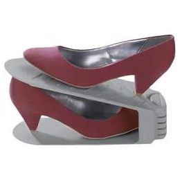 Schuhstapler Maximex "4er", grau, B:10cm H:12,8cm T:26cm, Kunststoff, Schuhständer, Kleiderschrank-Zubehör Schrank-Zubehör, Schuhhalter, 50 % mehr Platz im Schuhschrank, Kunststoff, 4-teilig
