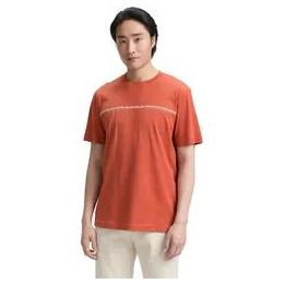 T-Shirt Tom Tailor, Herren, Gr. S, rot (rust rot), Single Jersey, Obermaterial: 100% Baumwolle, bedruckt, regular fit hüftbedeckend, Rundhals, Shirts, mit Logofrontprint