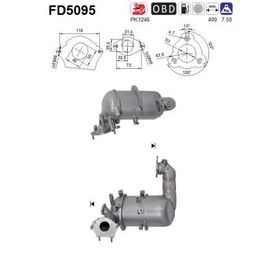 AS Ru&szlig;-/Partikelfilter, AbgASanlage f&uuml;r RENAULT MERCEDES-BENZ NISSAN OPEL 4423736 4474901114 208A00136R FD5095