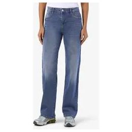 Weite Jeans Noisy may "NMYOLANDA NW WIDE JEANS AZ308MB FWD NOOS", Damen, Gr. 29, Länge 32, blau (medium blau denim), Denim/Jeans, Obermaterial: 99% Baumwolle, 1% Elasthan, unifarben, extralang, Jeans, extra lang