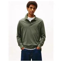 Poloshirt Tommy Jeans "TJM SLIM PLACKET POLO LS EXT", Herren, Gr. 4XL, pewter grün, Jersey, Obermaterial: 100% Baumwolle, slim fit hüftlang, Rippbündchen, Shirts, mit Logostickerei