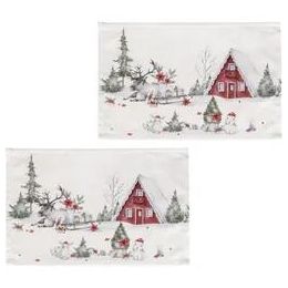 Platzset my home "Lealux", bunt, B:45cm L:30cm, Obermaterial: 100% Polyester, Platzsets, 2er Set, Weihnachtlich, bedruckt, weiche Haptik, 45x30